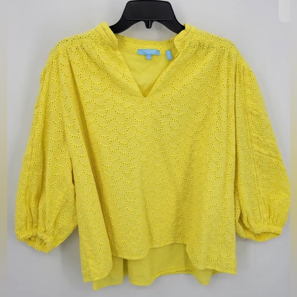 Draper James | Tops | James Draper Yellow Eyelet Boho Top Size Womans ...